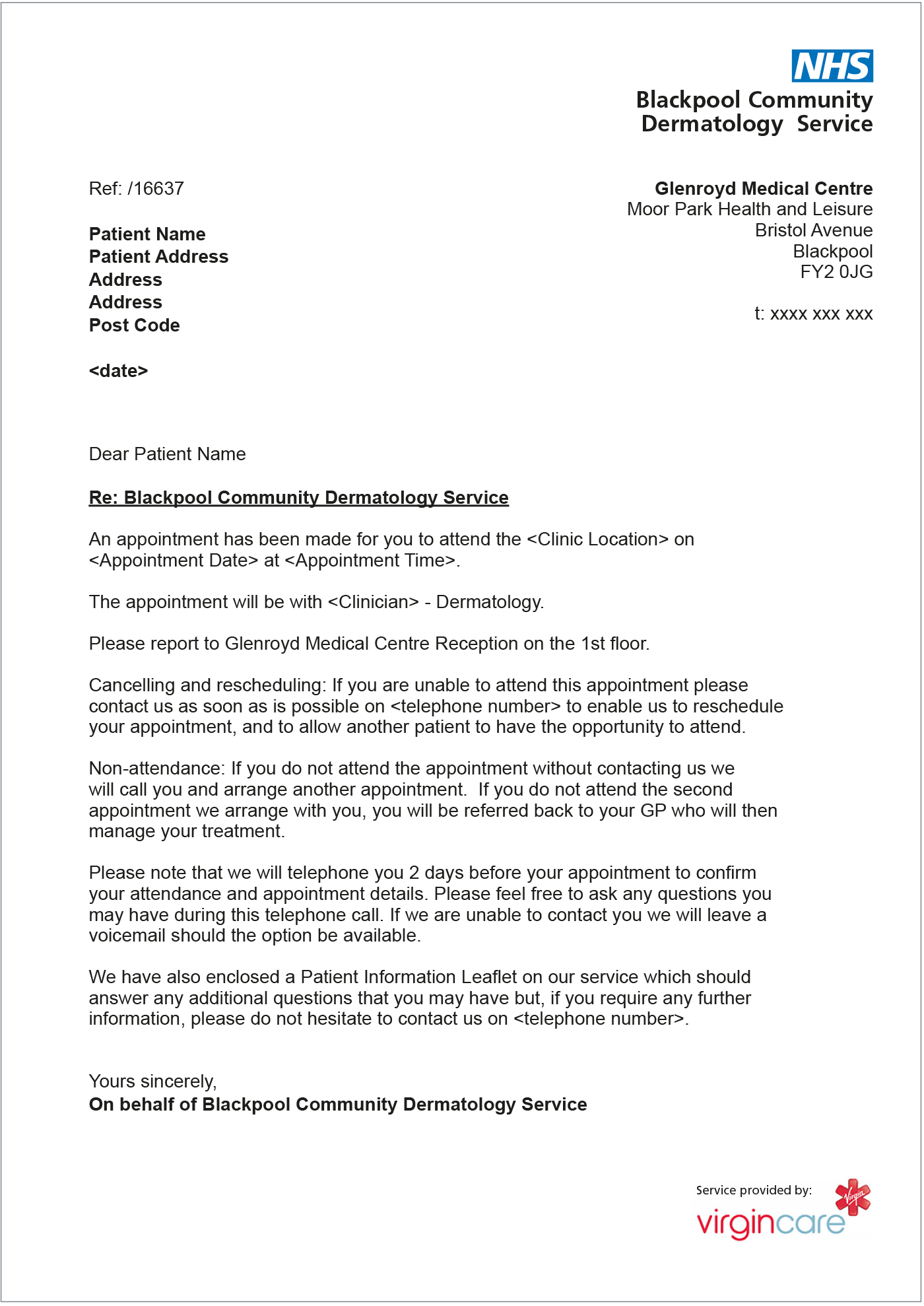 NHS Identity Guidelines NHS Service Delivered By A Third Party 