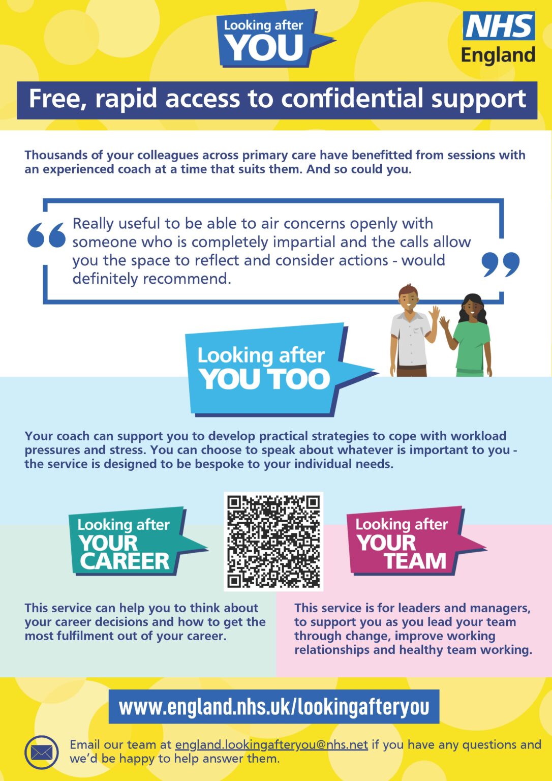 NHS England » ‘Looking after you’ coaching support poster